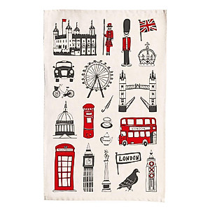 Victoria Eggs | London Tea Towel | Organic Cotton Kitchen Towels | Dish Towels For Kitchen | Tea Towels For Kitchen | London Souvenirs Gifts & British Gifts | London Kitchen Decor | London Gifts