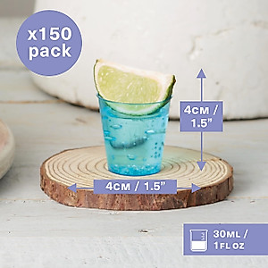 MATANA 150 Neon Plastic Shot Glasses (1oz), Party Shot Cups for Wine Tasting, Condiments, Sauce, Jello Shots & More - Sturdy & Reusable