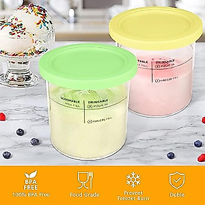 Ice Cream Replacement Containers Compatible, With Ninja NC299/NC300S Series Deluxe Cream Maker, 24 Oz Cream Pint Containers, Deluxe Ice Cream Pints and Lids Purple Orange