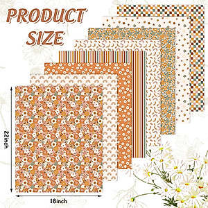Whaline 8Pcs Boho Cotton Fabric Bundles 18 x 22 Inch Retro Floral Fat Quarters Boho Quilting Patchwork Squares Sewing Fabrics Boho Dress Apron Crafts for DIY Handmade Crafting Home Party Decor