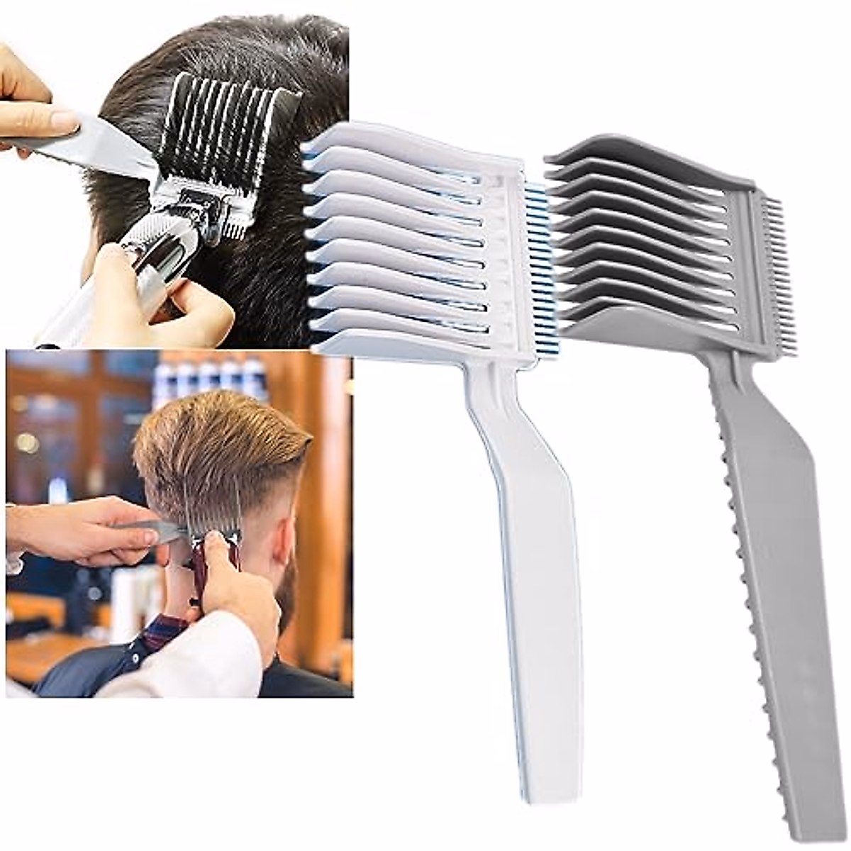 2PCS Fade Combs Barber Combs Professional Hair Cutting Comb Heat Resistant Comb Curved Positioning Flat Top Comb Barber Supplies, Design Barber Fade Combs, for Travel, Home, Hair Salon