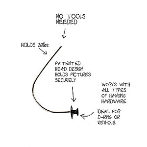 Under the Roof Decorating 100155 Picture Hangers, Small Head, Black, 14 Piece