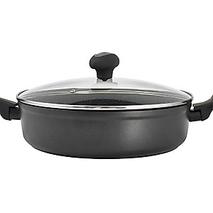 Zyliss Cook Non-Stick Forged Saut茅 Pan with Glass Lid, Aluminium, Black, 53.9 x 29 x 15.6 cm