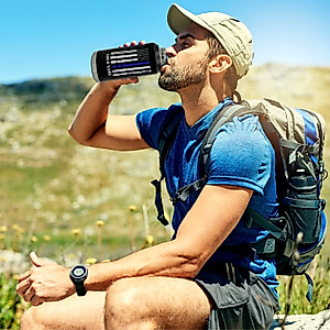 Cuptify Personalized Distressed Blue Line Police Flag on Black Sports Bottle with Straw 20 oz Stainless Steel Vacuum Insulated Bottle Gift for Police, Academy, Graduation