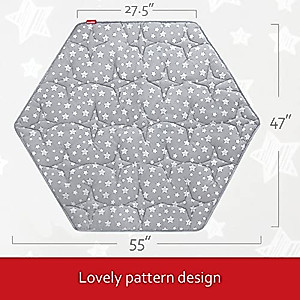 Hexagon Mat Mattress Pad, Non Slip Hexagon Baby Play Mat Compatible with Monobeach Princess Tent Kids Play Castle, Nursery Rug Play Mat, Grey with Star