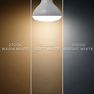 LUXRITE 4-Pack BR30 LED Bulb, 65W Equivalent, 3 Colors 2700K | 3000K | 5000K, Dimmable, 850 Lumens, LED Flood Light Bulbs, 10W, Damp Rated, Indoor/Outdoor - Living Room, Kitchen, and Recessed