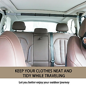 Owl Focus Adjustable Car Clothes Hanger Bar, Telescopic Clothes Rod for Car with Stainless Steel Hook, Protable Extensile Car Clothes Rack for Travel, Suitable for SUV,RV,Truck,Road Travelers,Jeep