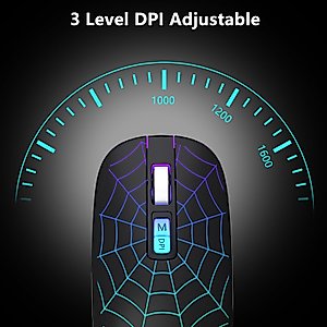HOTLIFE Wireless Mouse，Wireless Bluetooth Mouse for Laptop - LED Computer Mice (Bluetooth 5.1 +USB) - Rechargeable Mouse - 2.4G Portable Tpye-c Mouse - Wireless Mouse for PC, Mac OS, Android, Windows