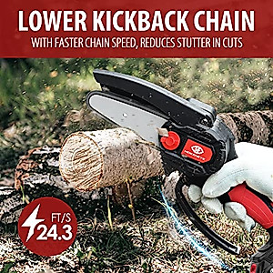 Mini Chainsaw Cordless Upgraded, 4 Inch Handheld Battery Powered Chainsaw, Tool-less Chain Tensioning, Pruning Shears Chainsaw, Super Lightweight Electric Hand Saw for Tree Trimming, Wood Cutting