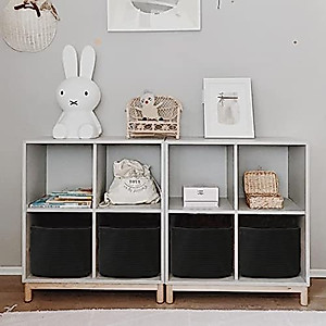 CASAVIDA Woven Baskets for Storage Set of 3, Cotton Rope Basket Storage Baskets for Organizing with Handles, Closet Soft Storage Baskets for Shelf Nursery Baby Laundry Bedroom Living Room