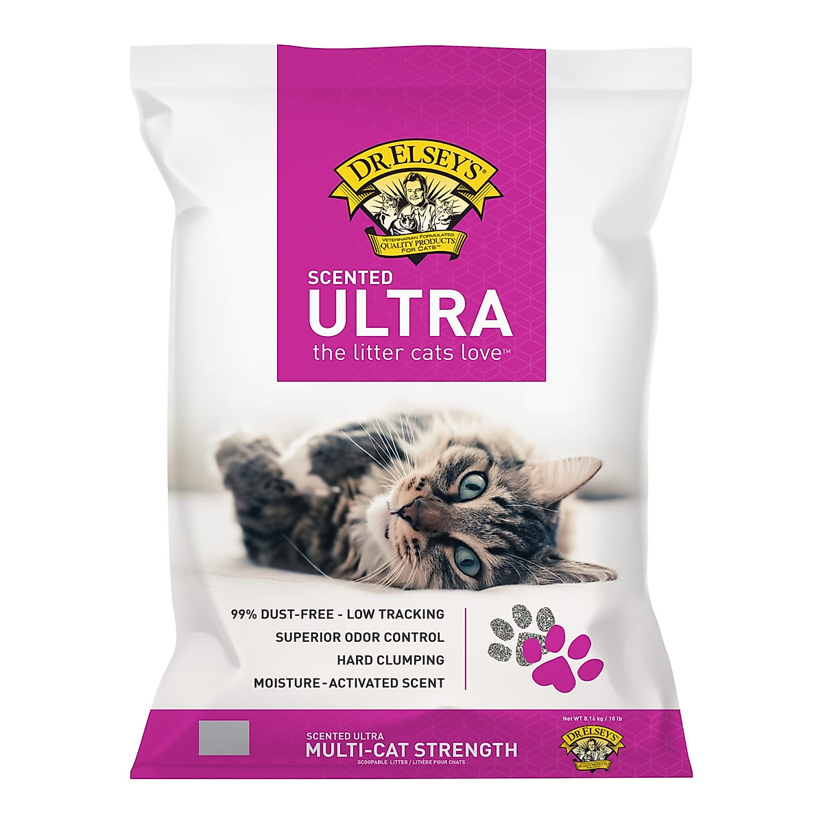 Precious Cat Elsey's Ultra Scented Cat Litter,18 Lb/8.16 Kg (Pack May Vary) Clay
