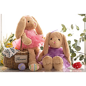 HollyHOME Ballet Bunny Stuffed Animal Plush Rabbit in Gauzy Dress Cute Easter Bunny Doll for Kids 21 inch Purple