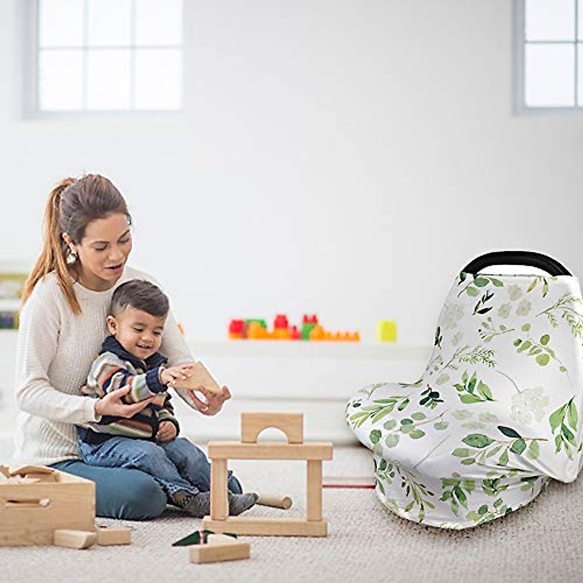 NEWITIN 2 Pieces Flower Nursing Cover Breastfeeding Scarf Baby Car Seat Covers, Infant Stroller Cover, Carseat Canopy for Girls and Boys