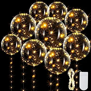 45 Pack LED Bobo Balloons 20 Inches Light up Balloons Clear Helium Bubble Bobo Glow Balloons with String Lights for Parties Valentines's Day Birthday Wedding Decoration