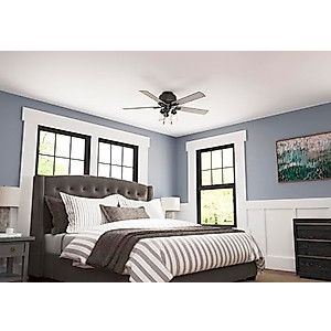 Hunter Hartland Low Profile Indoor Ceiling Fan with LED Lights and Pull Chain, 52", Noble Bronze