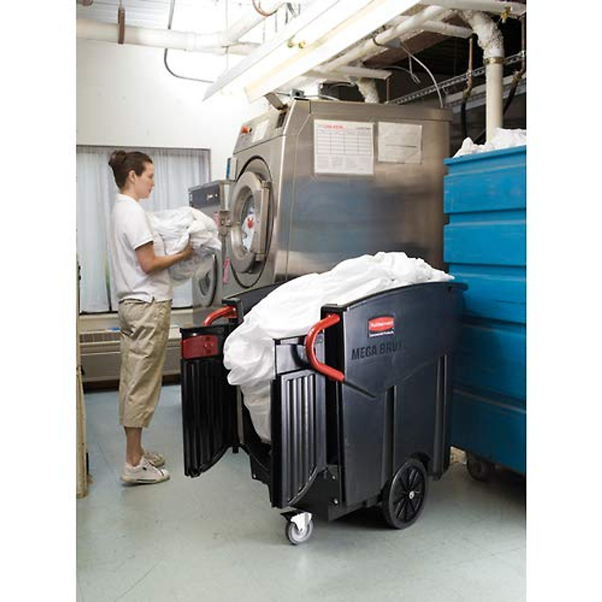 Rubbermaid Commercial Executive Series Mega Brute Waste Collection Cart, 120-Gallon, Black (9W7300BLA)