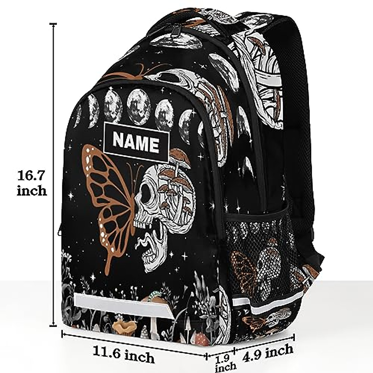 YoCosy Brown Gothic Skull Butterfly Black Galaxy Space Custom Backpack School Personalized Gifts Bookbag Laptop Purse Casual Daypack for Teen Girls Women Boys Men College Travel