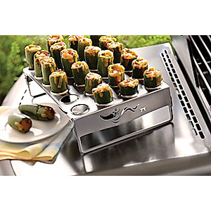 Outset QS83 Chicken Leg and Jalapeño Roaster with Collapsible Legs, Stainless Steel 7.75 x 11.5 x 3