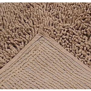 Home Weavers Fantasia Bath Rug 100% Cotton Bathroom Rugs Set, Bathroom Décor, Washable Rug, Extra Soft and Absorbent Bath Rug, Kitchen Mat, Bath Mat Set, Bath Floor Mat Non Slip, 30" Round, Linen