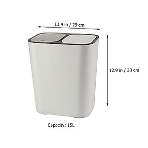 DEARMAMY Dual Trash Can, 2 Compartment Kitchen Garbage Can Plastic Dry and Wet Classified Recycling Bin Wastebasket Liter Bin Dustbin Rubbish Box Garbage Container for Home 15L