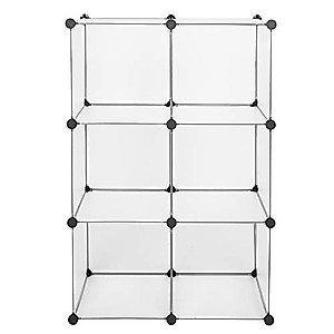 6 Storage Cube 13.8" x 13.8" Cube Organizer DIY Plastic Cube Storage Shelves Cabinet Cubby Shelving Bookshelf Clothes Dresser Closet Storage Playroom Cube Toy Organizer Cabinet (6-Cube, White)