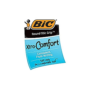 BIC America GSMG11RD Round Stic Grip Xtra Comfort Ballpoint Pen, Red Ink, Medium, Dozen (Pack of 12 pens)
