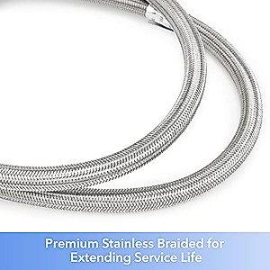 Stanbroil Vertical Two Stage Propane Regulator - 20" RV Propane Pigtail Stainless Steel Braided Hose with Gauge
