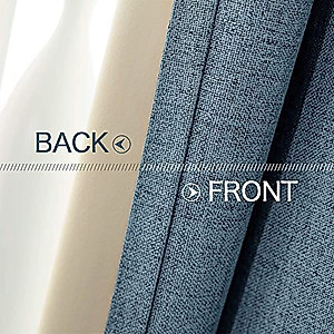 MIULEE Linen Texture Curtains for Bedroom Solid 100% Blackout Thermal Insulated Dusty Blue Curtains Grommet Room Darkening Curtains/Draperies Luxury Decor for Living Room Nursery 52x84 Inch (2 Panels)