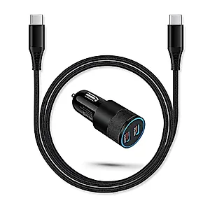 60w Super Fast USB C Car Charger, 2pack Car Lighter Adapter with Pd C to C Cable Quick Charging Type C Cords Plug-in Dual Port Usbc Cigarette Cargador Auto for Samsung S23 Ultra S23+ S22 S22+ S21 S20