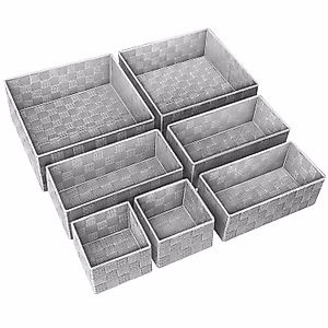 LOVSTORAGE Small Baskets for Organizing 7-Pack, Woven Storage Baskets for Shelves Bathroom Baskets Decorative Closet Organizer Dresser Bins Shelf Baskets