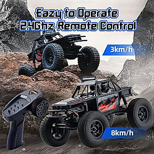 MQ & KUN FMS FCX24 1/24 Lemur RTR, 4x4 Brushed RC Buggy 8KPH+ RC Monster Baja Truck All-Terrain Off-Road RC Rock Crawler for Adults Included LED Headlight, Battery, 2.4Ghz Remote Control(Red)