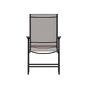 Flash Furniture Paladin Brown Outdoor Folding Patio Sling Chair with Black Frame (2 Pack)