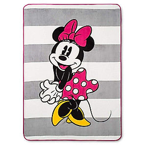 Franco Minnie Mouse Pink & White Bed Blanket (Twin) 62 x 90