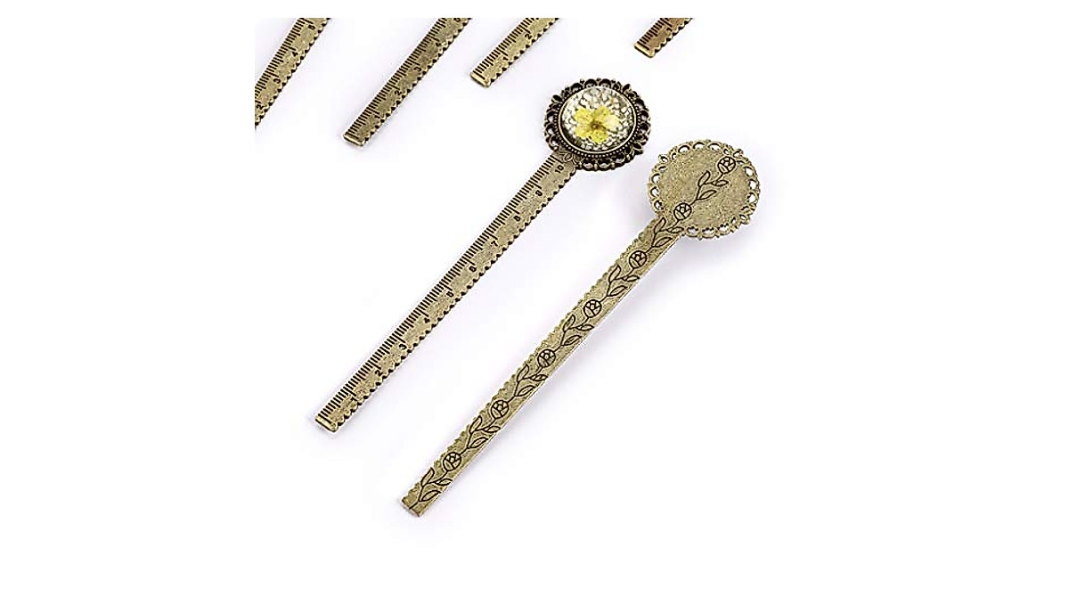 OwnMy 6 Pcs Metal Bookmark Ruler - Vintage Cherry Blossoms