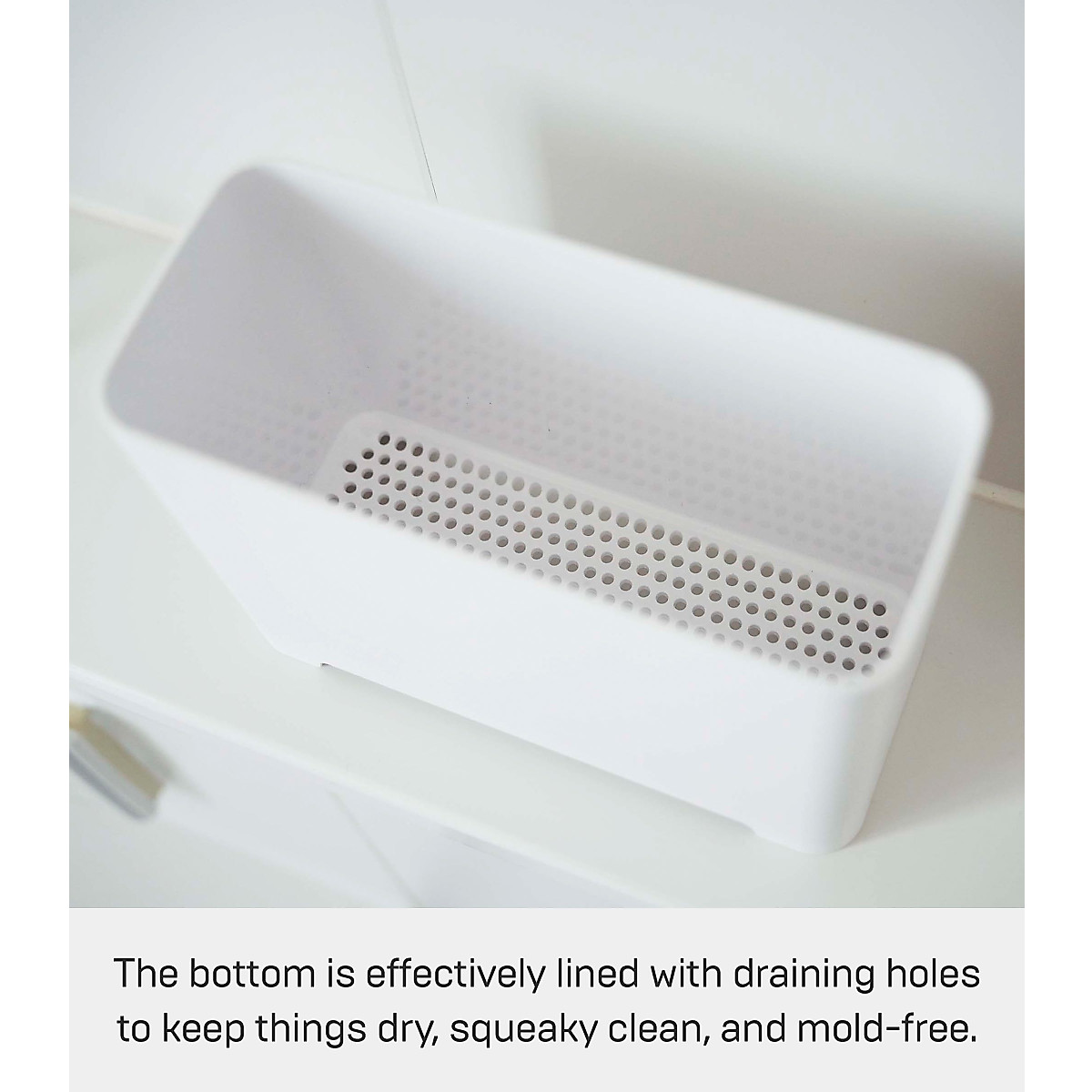 Yamazaki Home Bathroom Storage Organizer Self-Draining Corner Shower Caddy for Shampoo Soap or Cleaning Supplies | ABS Plastic, One Size, White