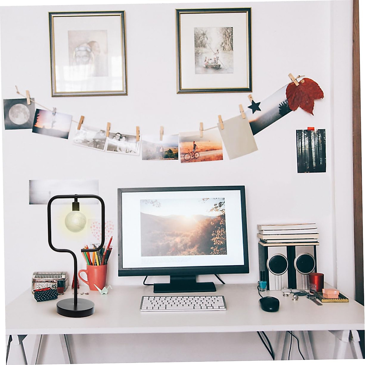 DOITOOL Sturdy Iron Base Led Desk Lamp Battery-Powered Table Lamp for Bedroom Study Decorative