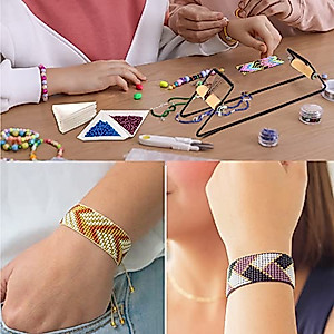 PP OPOUNT Bead Loom Kit, Beading Supplies with 9700 PCS Seed Beads, Tray, Scissors Making Accessories, Beading Loom Kits for Adults Jewelry Making Bracelets Belts