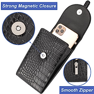 IRUGLE Small Leather Crossbody Cell Phone Purse for Women, Mini Shoulder Bag with Long Strap Card Holder, Ladies Clutch Wallet Handbag Pouch for iPhone 13 Pro Max Samsung Galaxy S22 Ultra (Black)