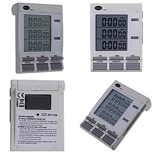 Digital Triple Kitchen Timer and Clock for Cooking and Baking with Large Led Countdown Timer Numbers with Alarm and Magnet