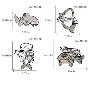Enamel Pins Set Cute Cartoon Brooches Lapel Badge Women Clothing Bag Decor (Shark)