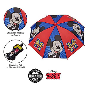 Disney Boys Umbrella and Poncho Raincoat Set, Mickey Mouse Kids Rain Wear For Kids Ages 4-5