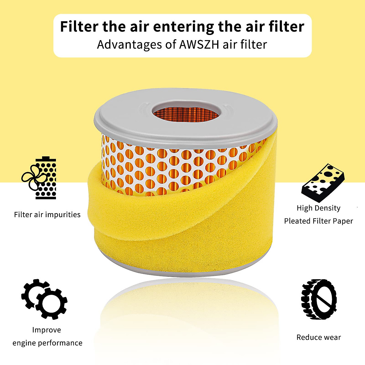 AWSZH 17210-ZE3-010 17210-ZE3-505 17218-ZE3-505 17210-ZE3-000 Air Filter Replacement for Honda GX390 13HP GX340 11HP Engine Pressure Washer Air Cleaner(2Pcs)