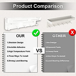 NC Key Holder for Wall Hooks and Rack Decorative Mail Hanging Hanger Hook Ring Organizer with Shelf ,5 Key Hooks Stainless Steel White