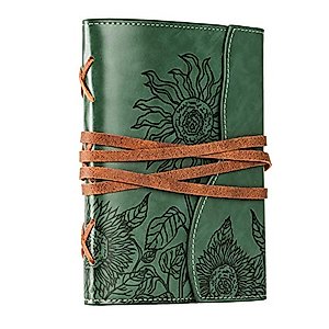VALERY Wrting Journal for Women and Men | 185 Lined Fountain Pen Friendly Paper | Refillable B6 Vegan Leather Bound Travel Notebook | Daily Use Gifts for Vegatarians Teachers (Forest Green)