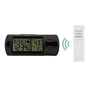 La Crosse Technology 616-143 Projection Alarm Clock with Backlight with in/Out Temp, 7.09" L x 2.87" H, Black