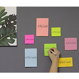 (8 Pack) Lined Sticky Notes Post, 8 Colors Self Sticky Notes Pad Its 4X6 in, Bright Post Stickies Colorful Big Square Sticky Notes for Office, Home, School, Meeting,40 Sheets/pad