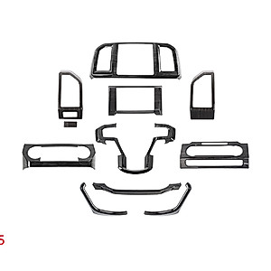 Hoolcar Interior Center Console Dashboard Navigation Trim Cover Kit ABS Accessories for 2015-2020 Ford F150, Black Wood Grain