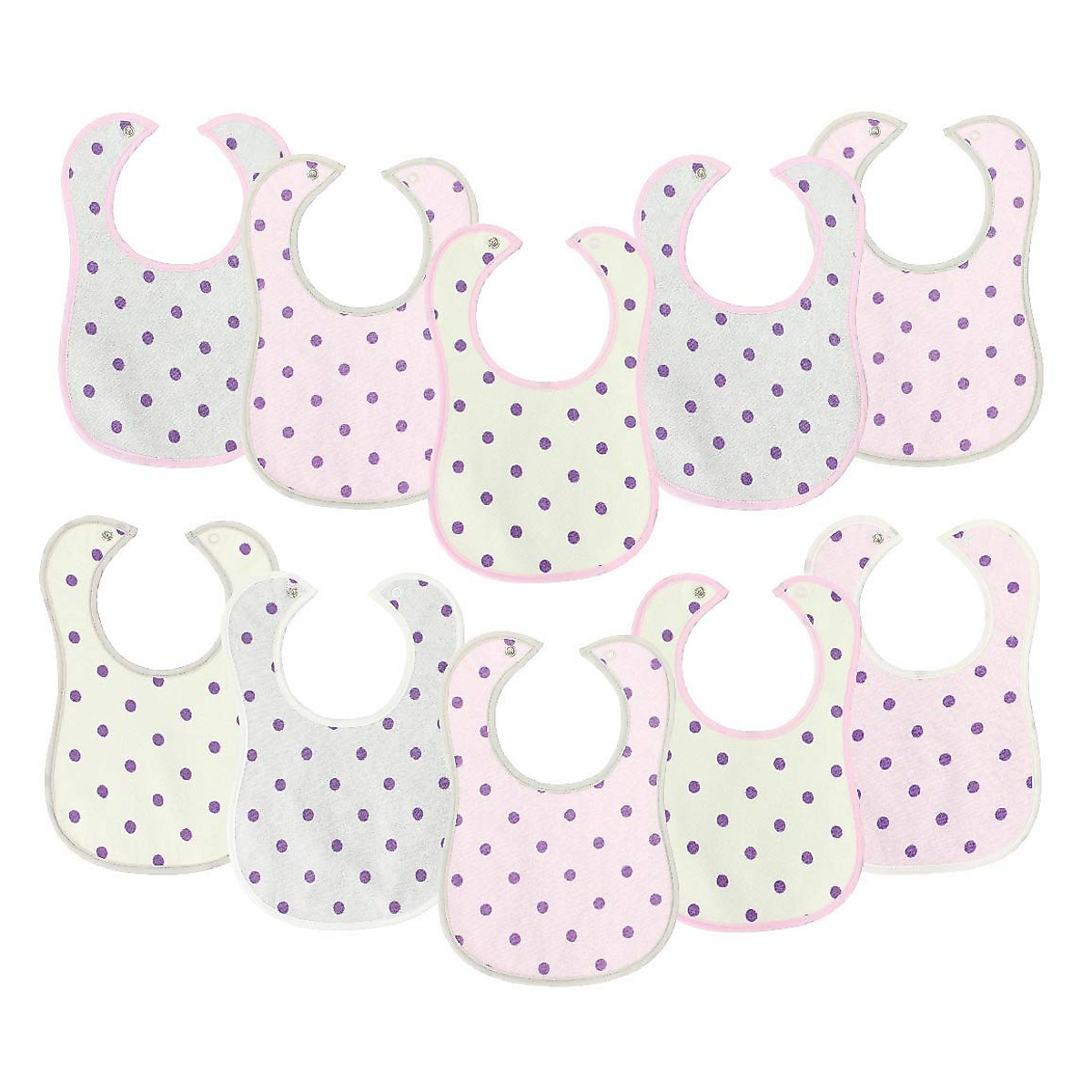 BornCare 10 pack baby bibs 3 Layer Drool Waterproof Newborn 0-6 months, Baby boy or girl Bibs with snap for drooling and teething, 100% cotton 12x8, Gift Set