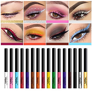 16 Color Matte Liquid Eyeliner Set,Glitter Gold Silver Eye Liners Waterproof High Pigmented Long Lasting Eyeliner Pencil Eye Makeup Kit