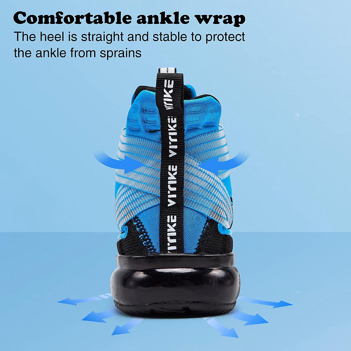 JMFCHI Boys Basketball Shoes Kids Sneakers High-top Sports Shoes Durable Lace-up Non-Slip Running Shoes for Little Kids Big Kids and Girls Size 5 Black Blue